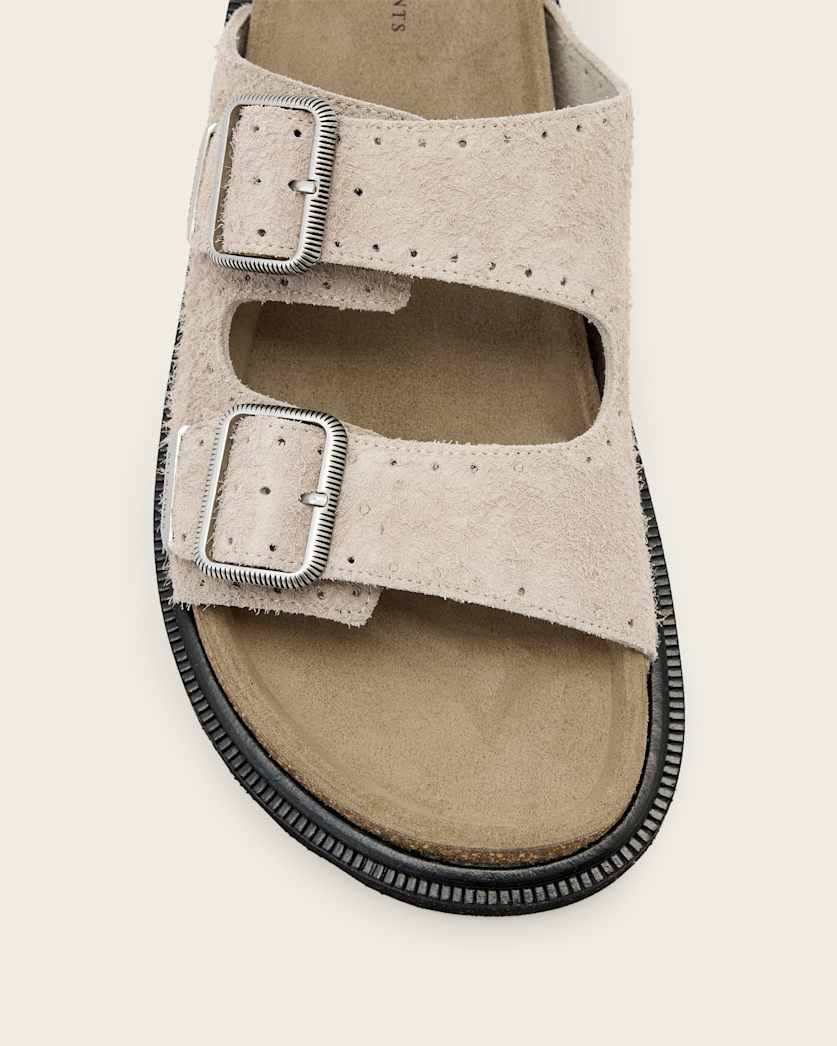Randal Leather Buckle Sandals CLOUDY GREY | ALLSAINTS Canada